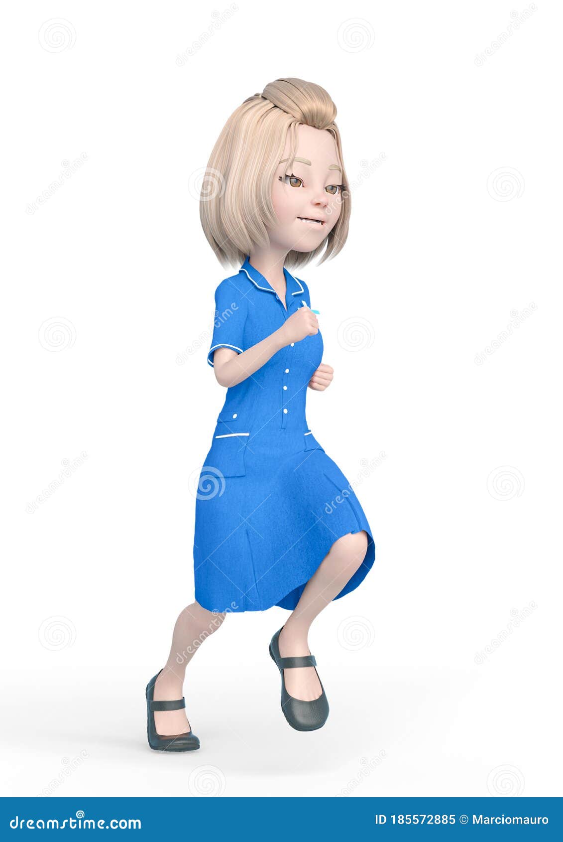 Blond Nurse Cartoon is Running Stock Illustration - Illustration of ...