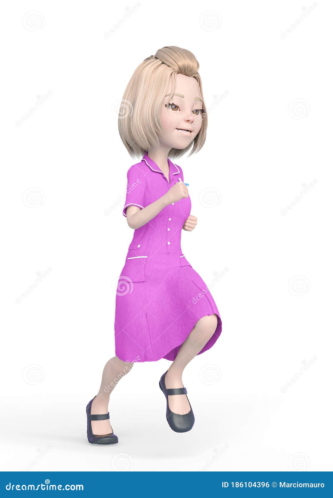 Blond Nurse Cartoon is Running Stock Illustration - Illustration of ...