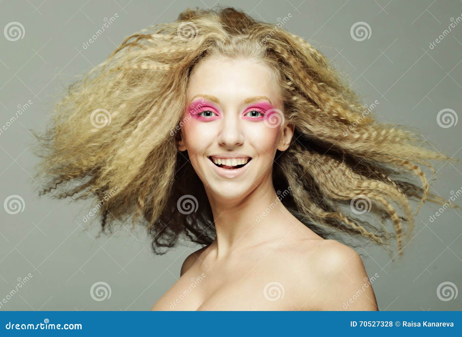 Blond with pink make up stock photo. Image of cosmetics - 70527328