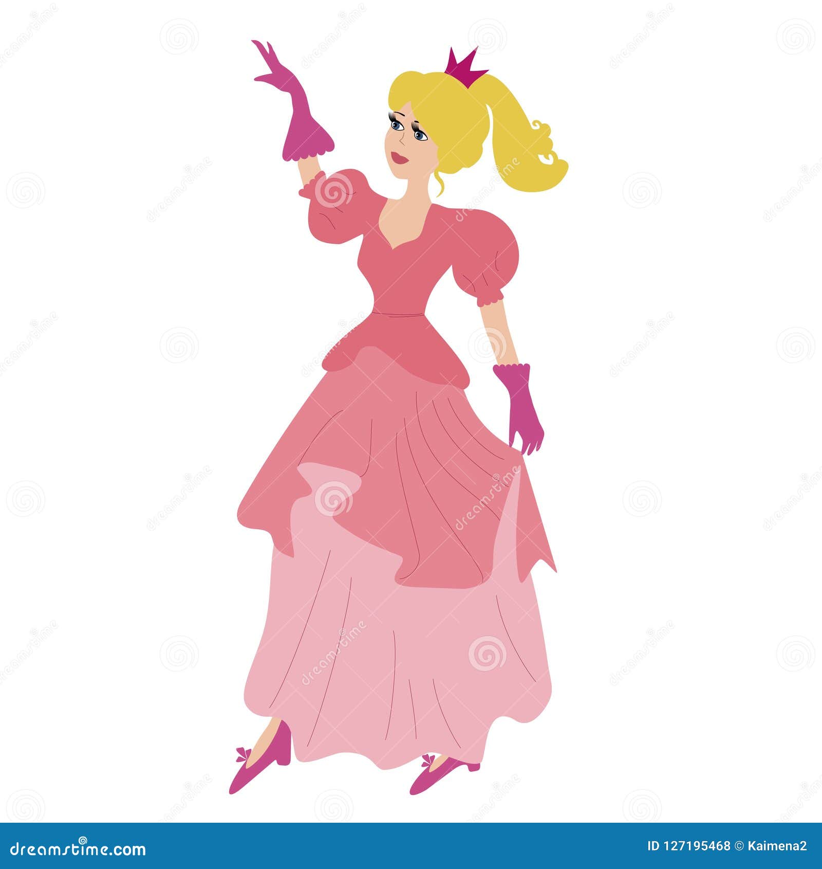 Blond Princess In Pink Dress Cartoon Vector 38505531