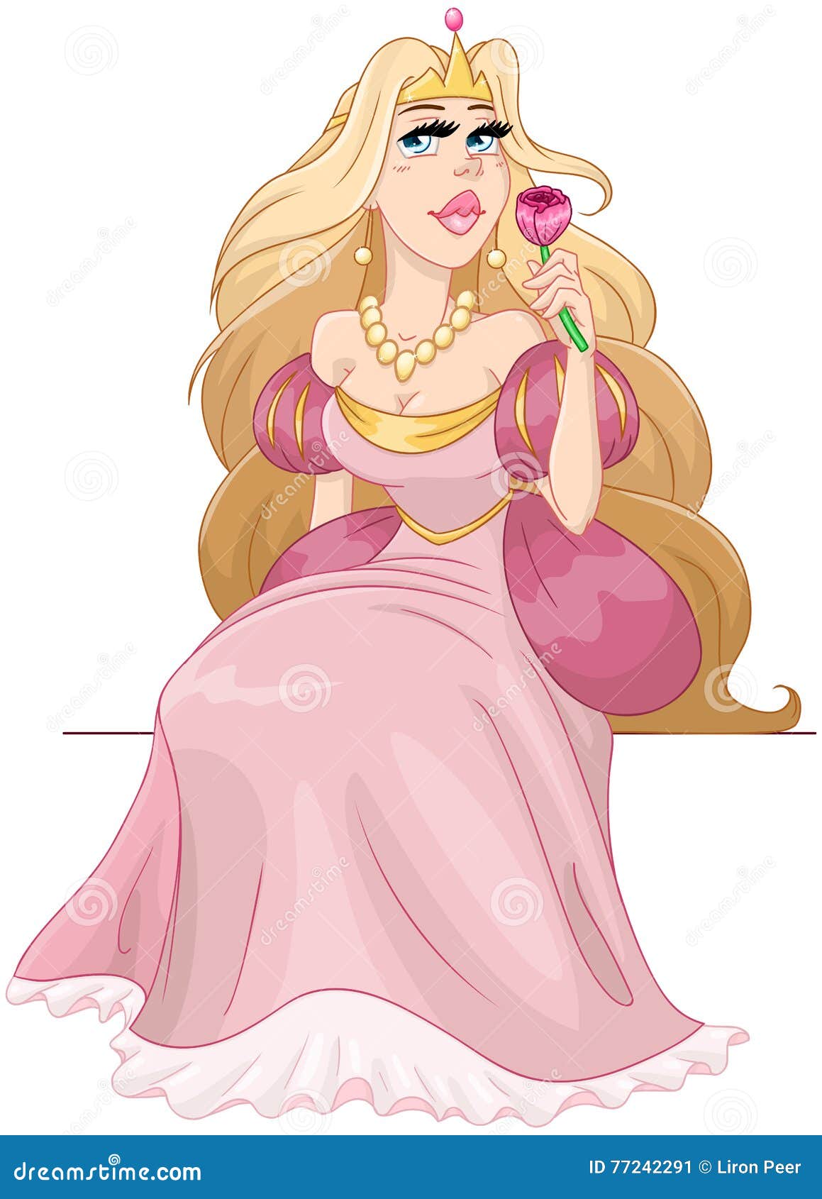 Blond Princess Smells a Rose Stock Vector - Illustration of people ...