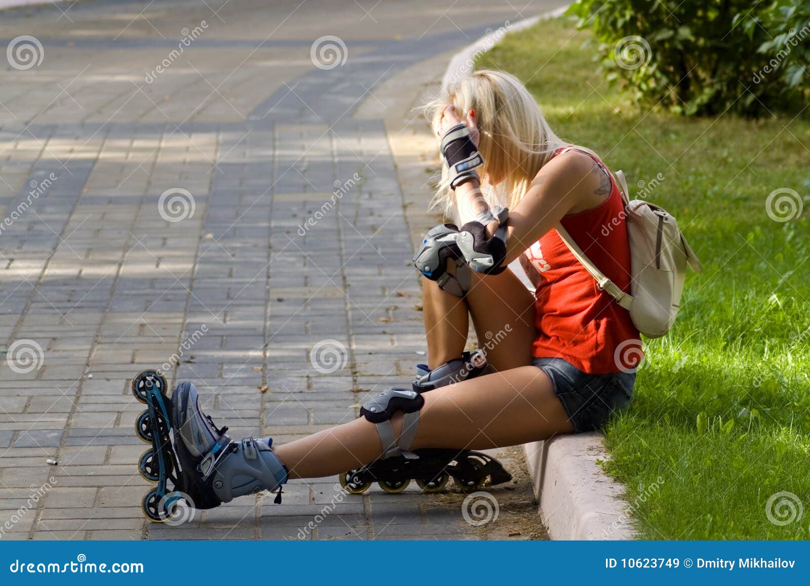 Blond Rollerblading stock image. Image of people, conveyor - 10623749