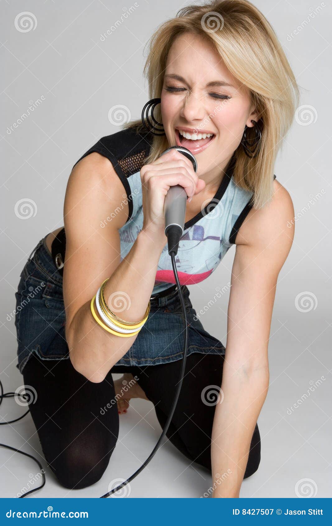 Blond Singing Woman stock image. Image of person, teenager - 8427507
