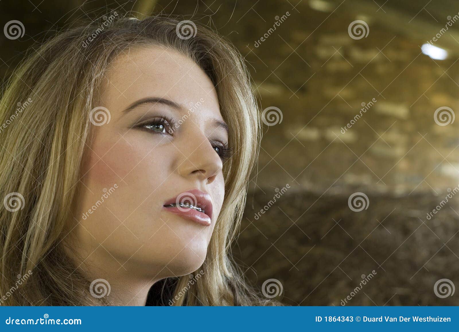 Blond Sitting Barn Portrait Stock Image - Image of young, vintage: 1864343