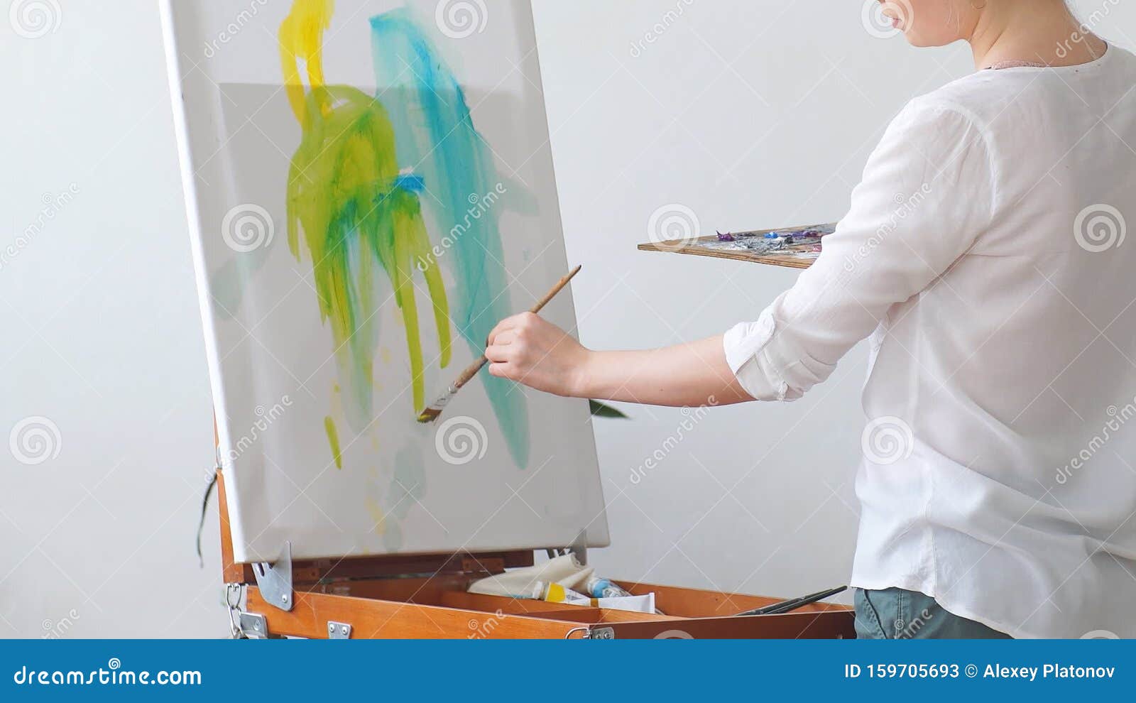 Blond Student Learning Basic Painting Skills Stock Video - Video of ...