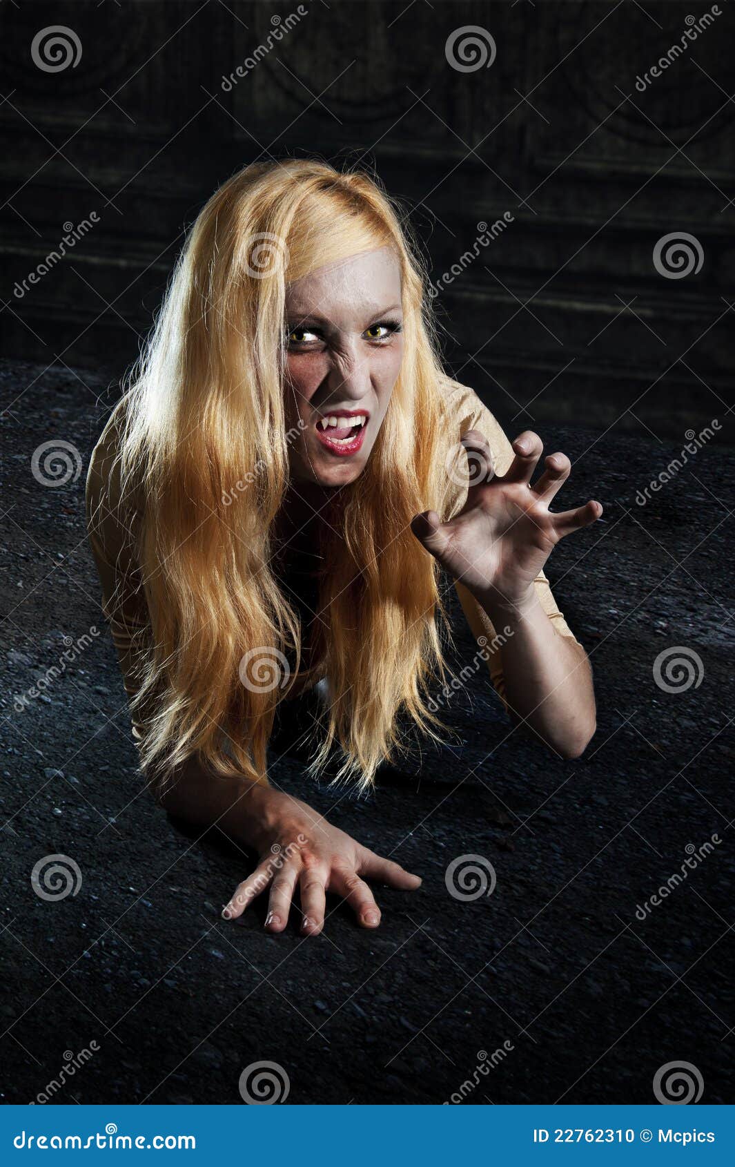 Blond vampire crawling stock photo. Image of pale, horror - 22762310