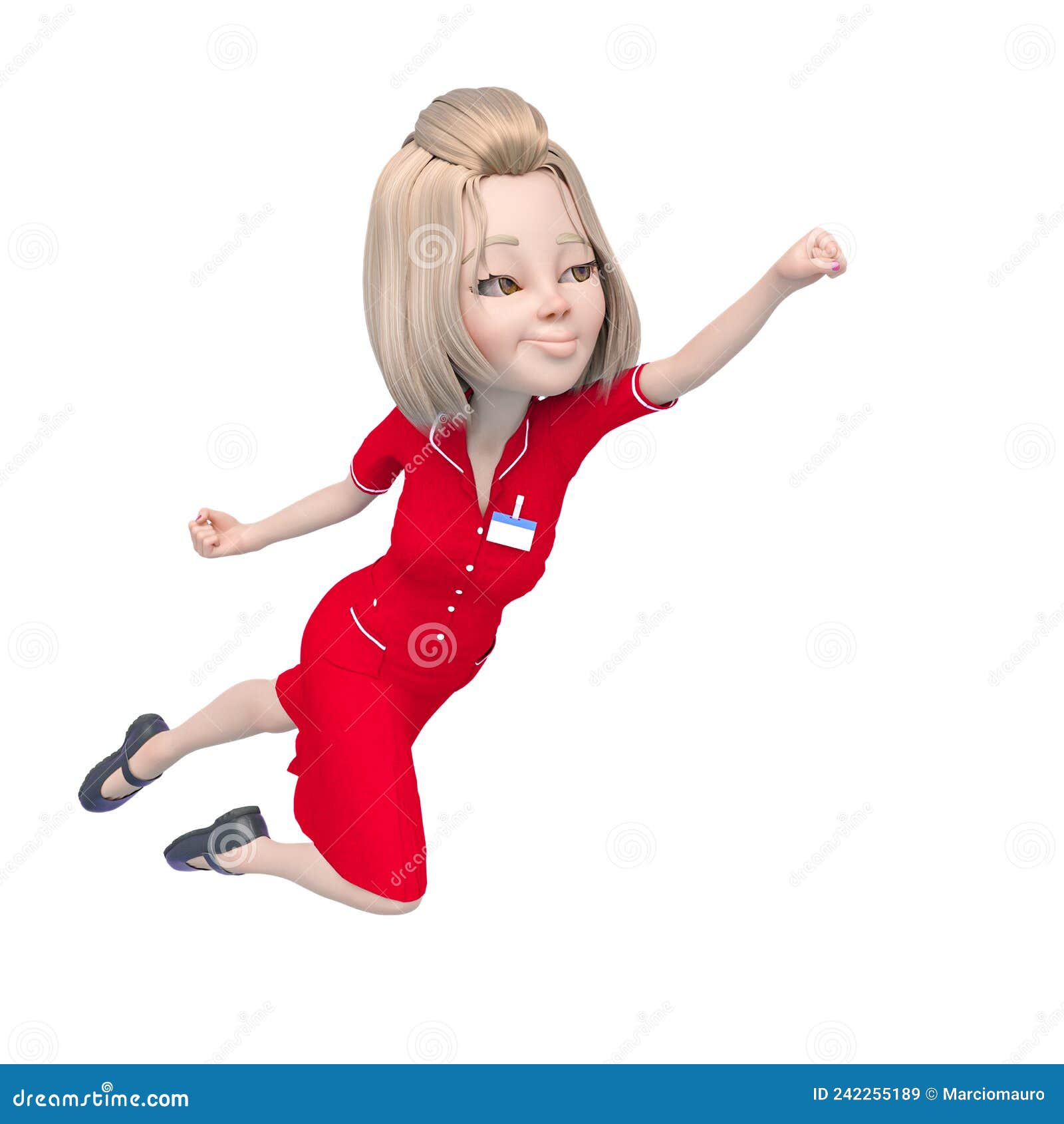 Blond Verpleegster Cartoon Vliegt Tegen De Pandemie Stock Illustratie Illustration Of