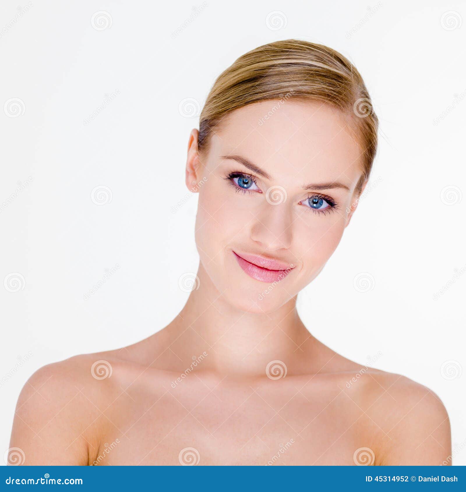 Blond Woman with Bare Shoulders in Studio Stock Photo - Image of chest ...