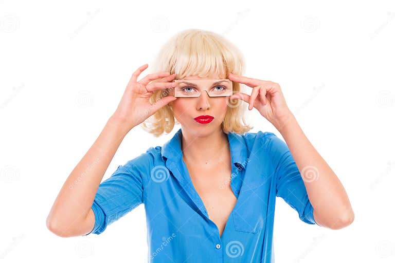 Blond Woman With Fake Eyes Stock Image Image Of Beautiful Paper 35417019