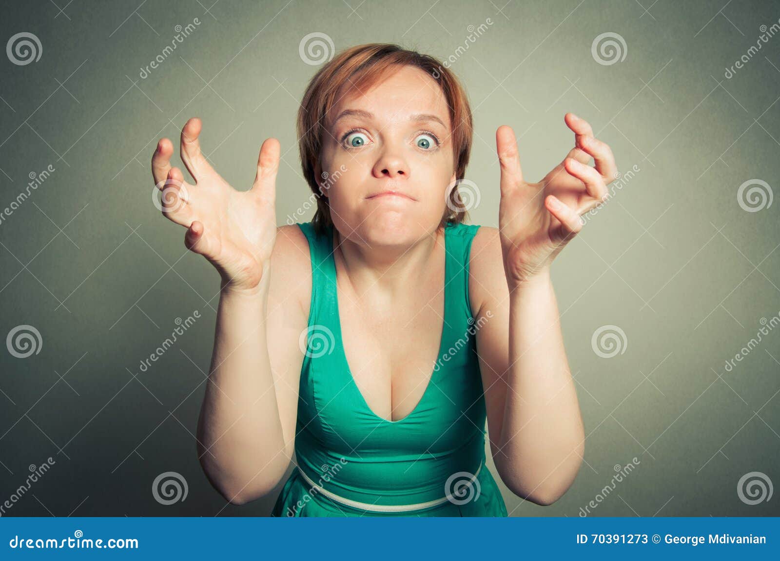 Blond Woman with Funny Expression Stock Image - Image of beauty, hand ...