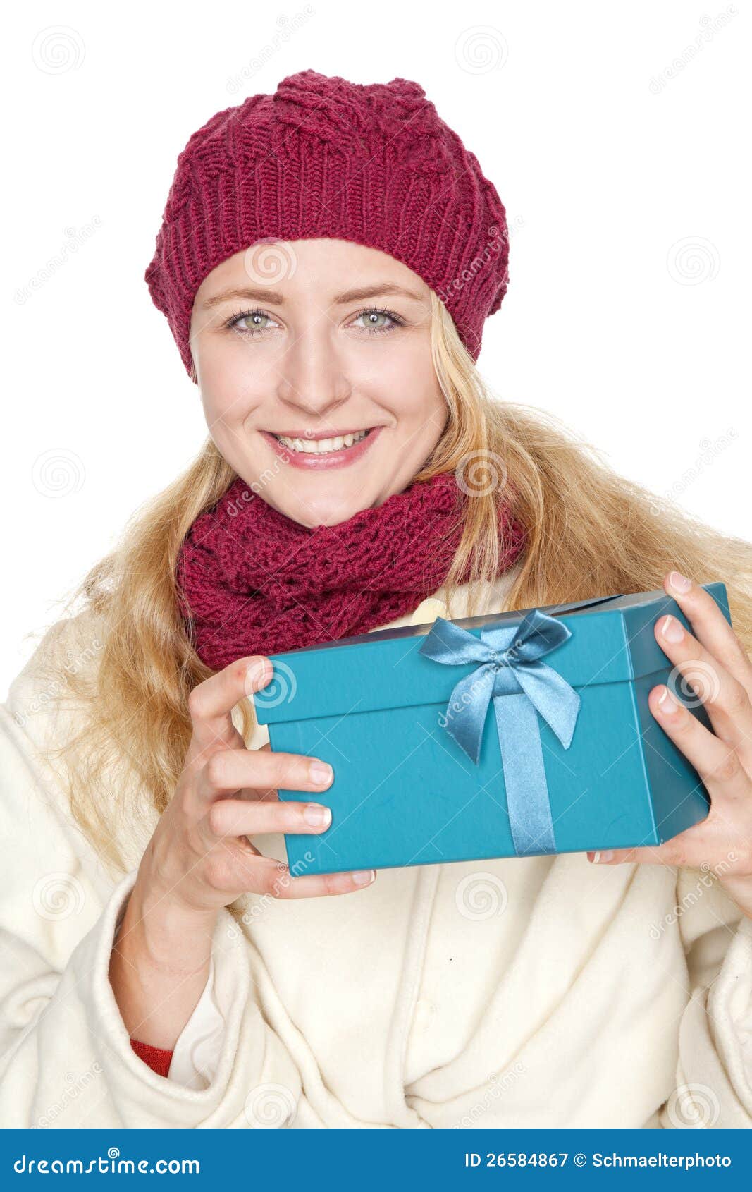 Blond woman get a gift stock image. Image of celebration - 26584867