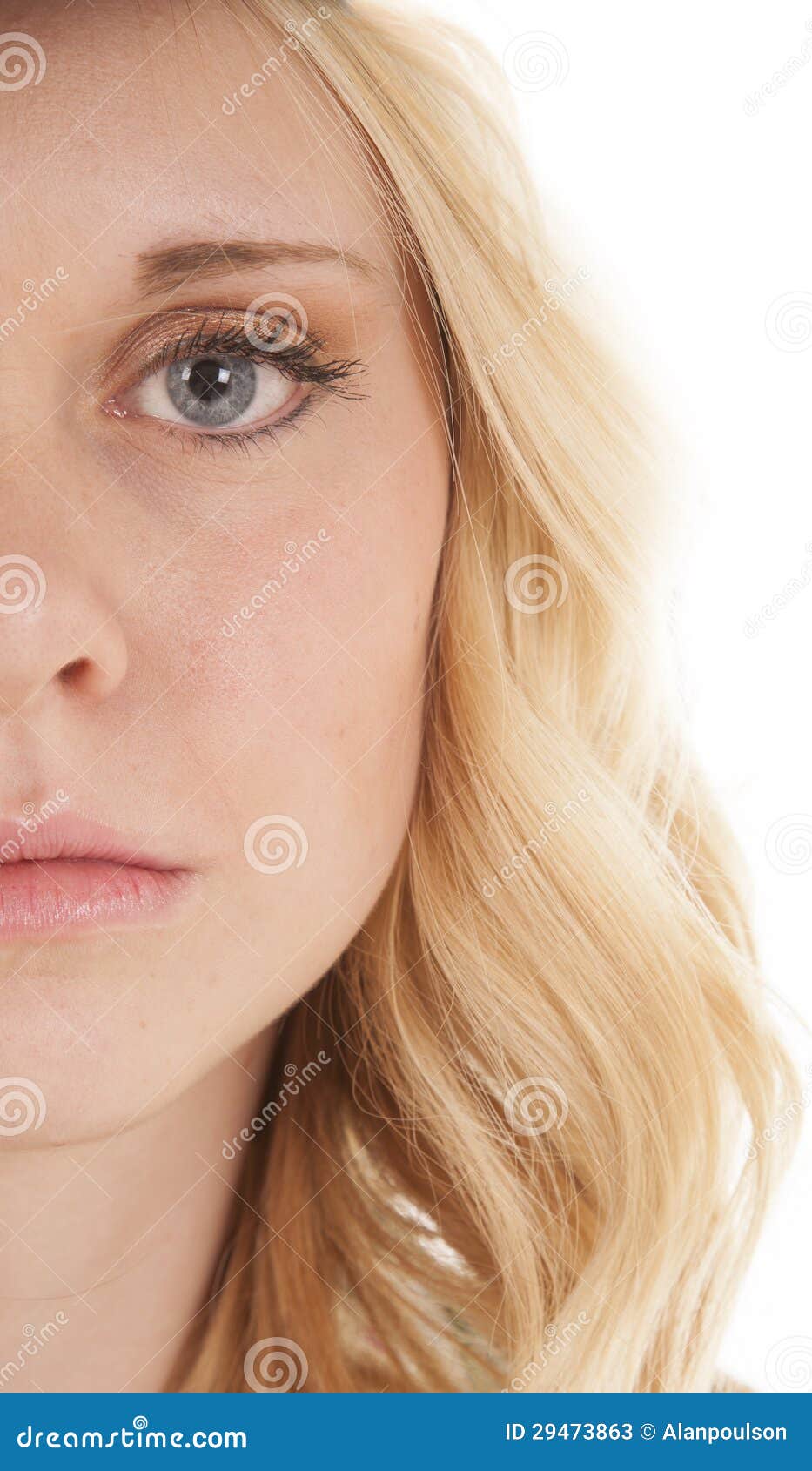 Blond Woman Half Face Serious Stock Image - Image of girl, isolated ...
