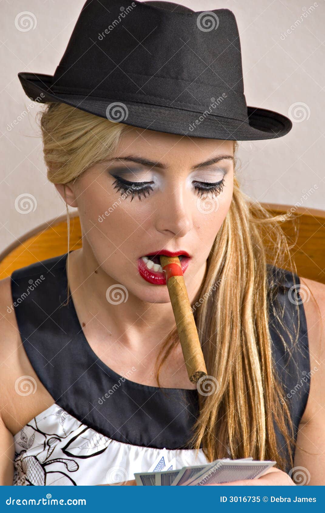 Blond Woman with Hat, Cigar Stock Image - Image of beautiful, cigar ...