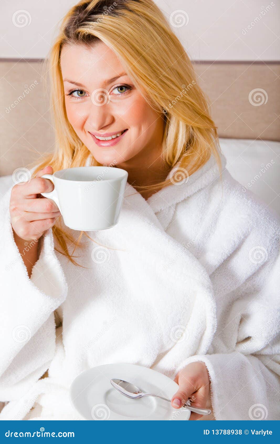 Blond Woman Having Morning Coffee Stock Photo - Image of comfort ...