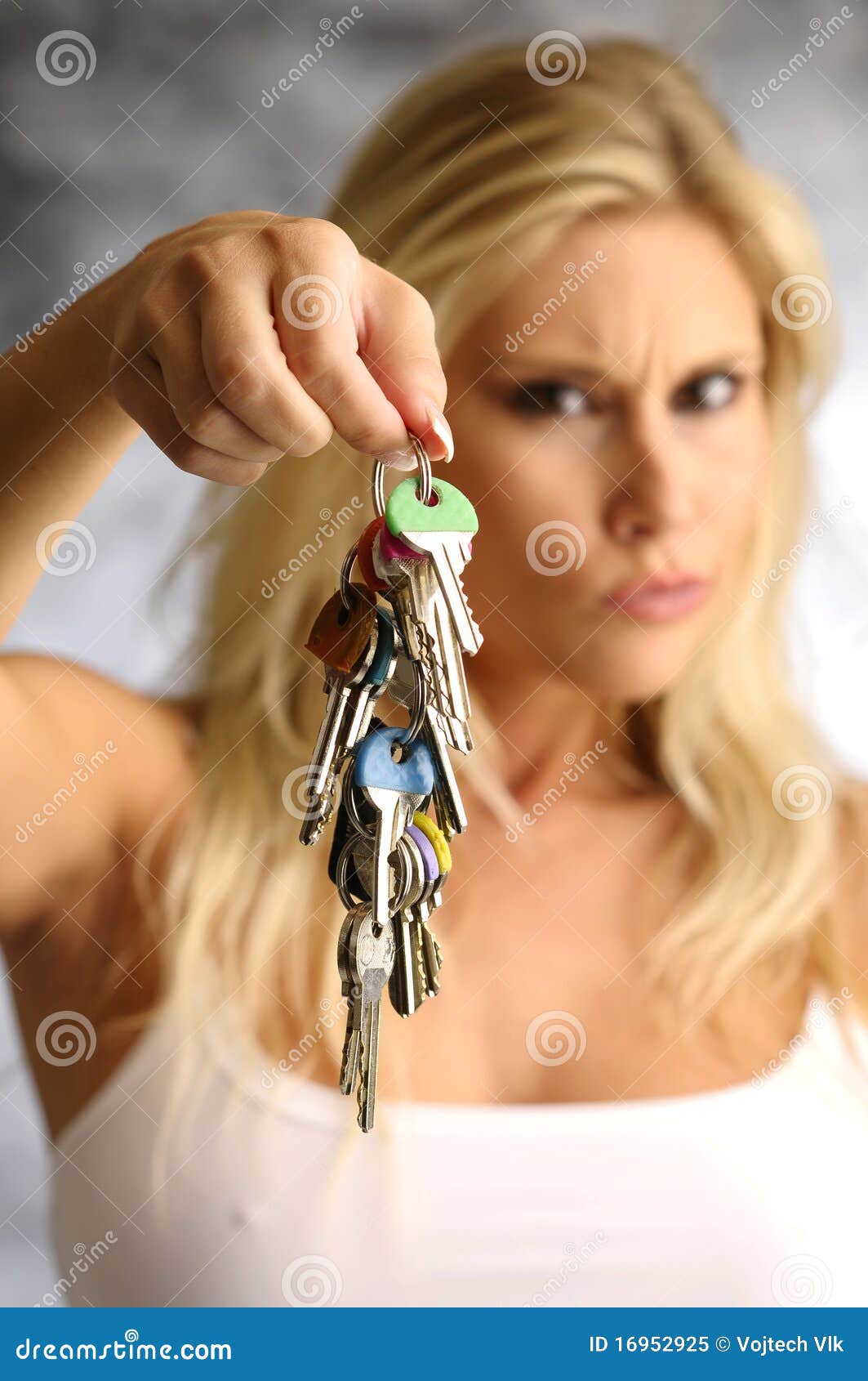 Blond woman with the key stock image. Image of green - 16952925