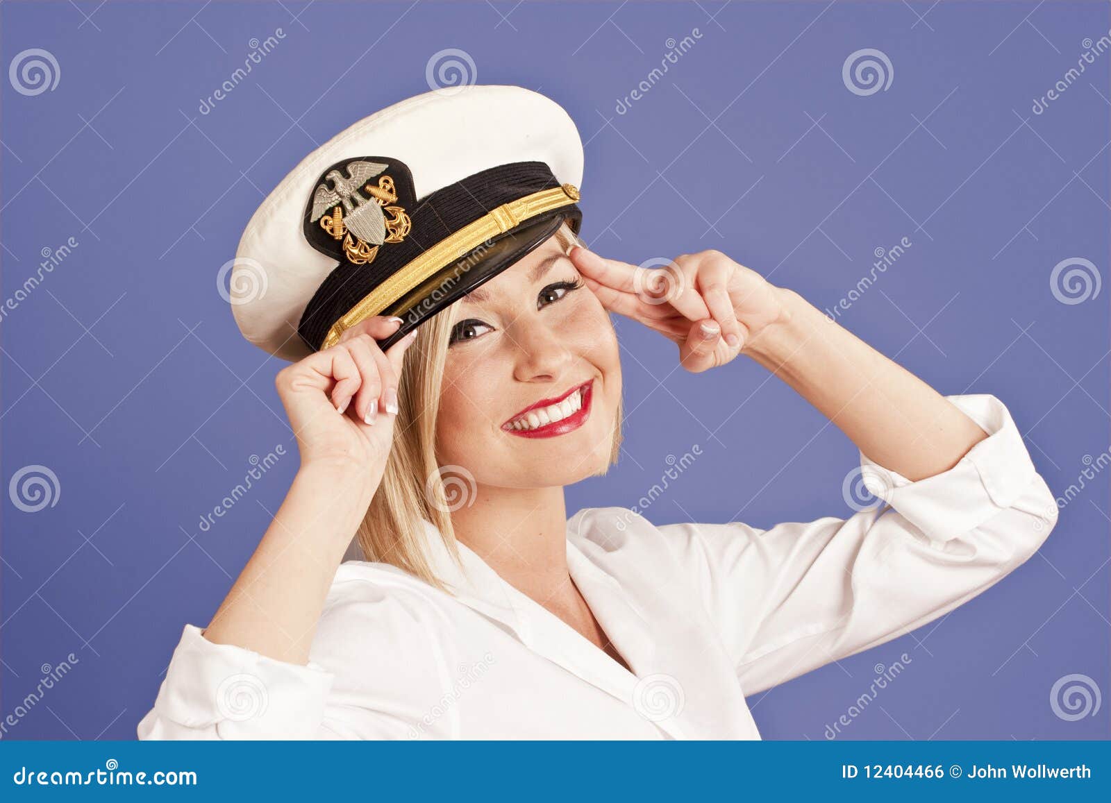Blond Woman in Officers Cap Stock Photo - Image of military, alluring ...