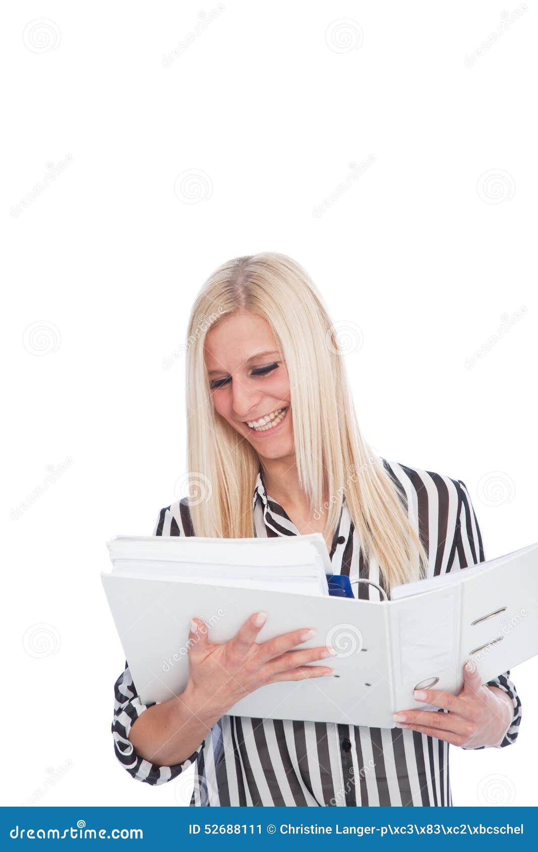Blond Woman with Open Binder Stock Image - Image of suit, executive ...