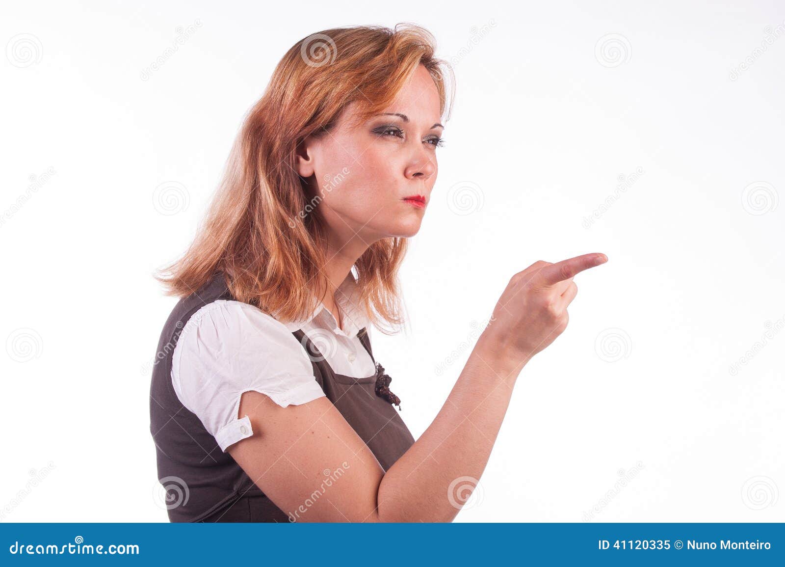 Blond woman pointing stock image. Image of intense, accusation - 41120335