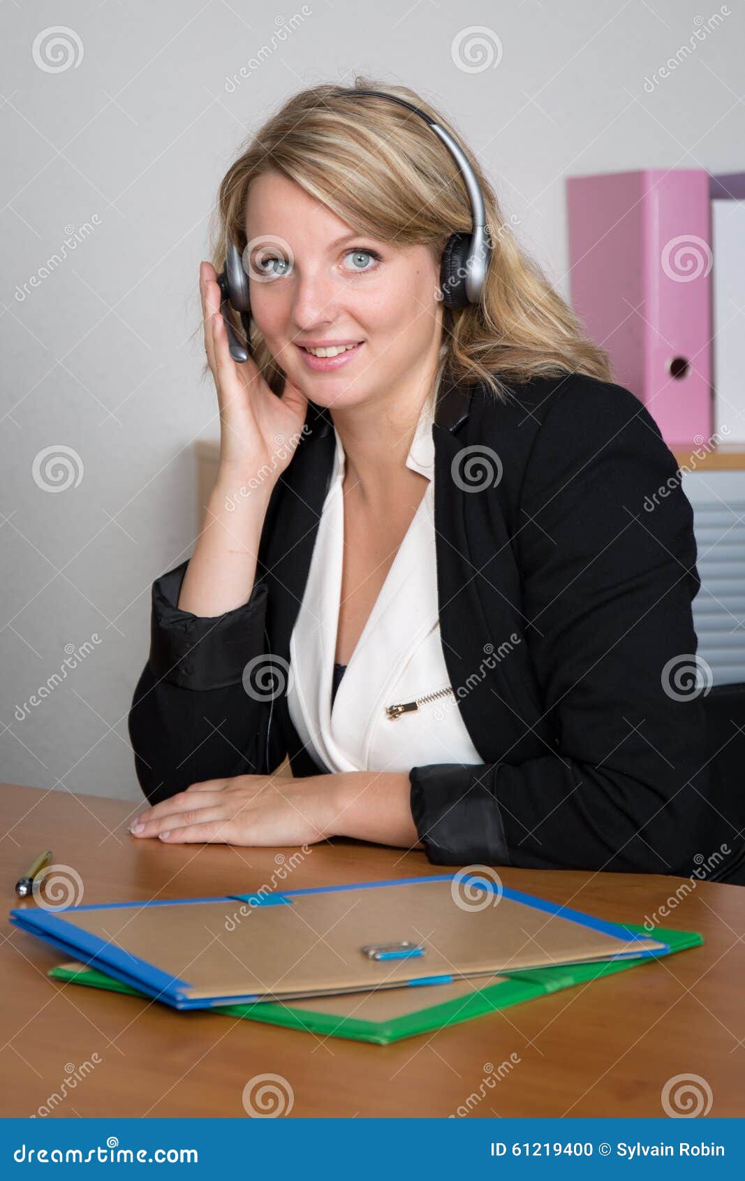 Blond woman receptionist stock photo. Image of secretary - 61219400