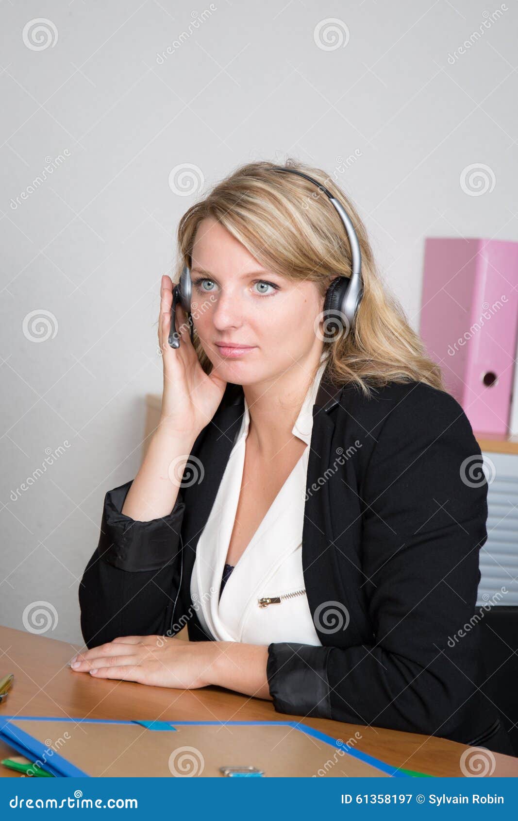 Blond Woman Receptionist in a Business Place Stock Image - Image of ...