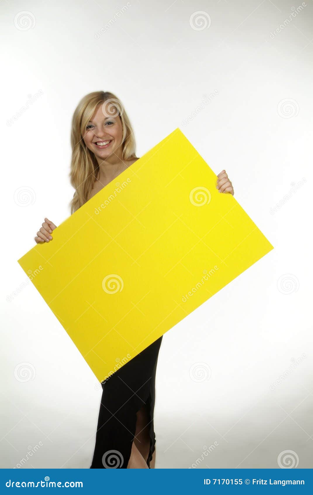 Blond woman yellow sign stock image. Image of love, caucasian - 7170155