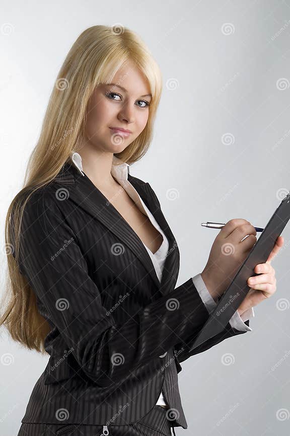 Blond writing stock photo. Image of partnership, beautiful - 4879830