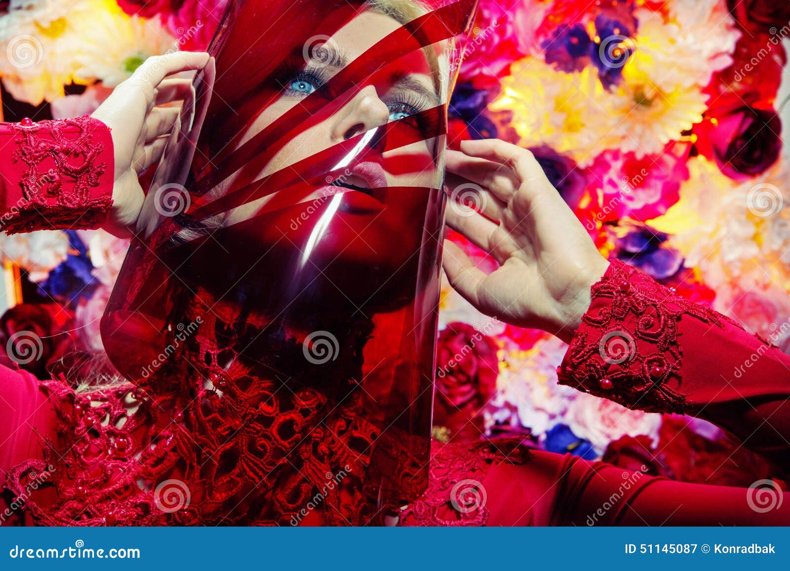 Blond Young Woman with Plastic Mask Stock Image - Image of blond, cute ...