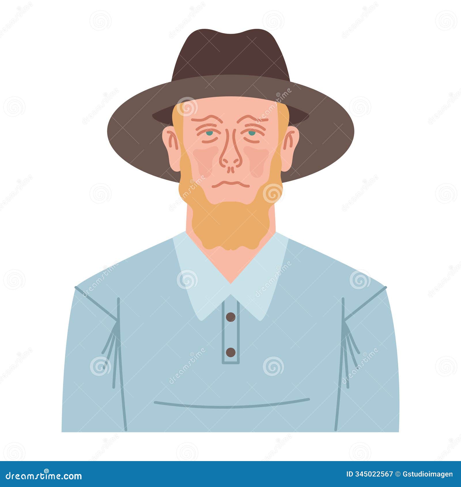 Amish Man Face With Hat Cartoon Vector | CartoonDealer.com #342725971