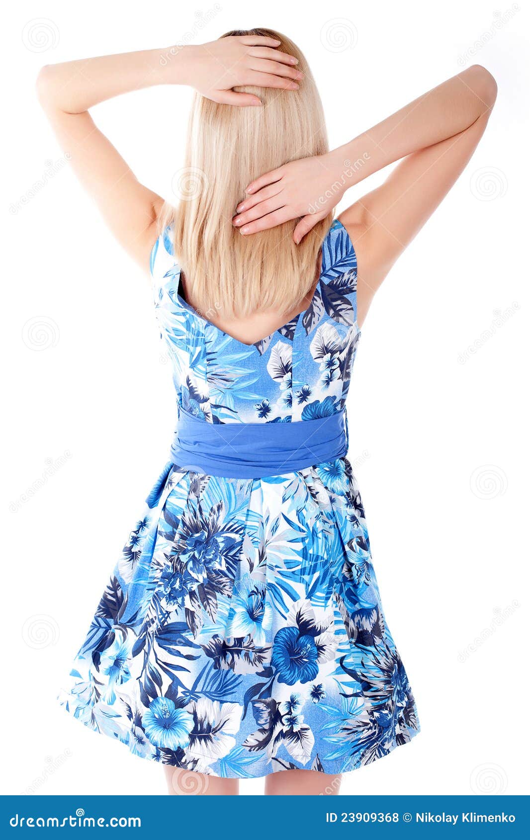 Blonde back with hands up stock photo. Image of back - 23909368