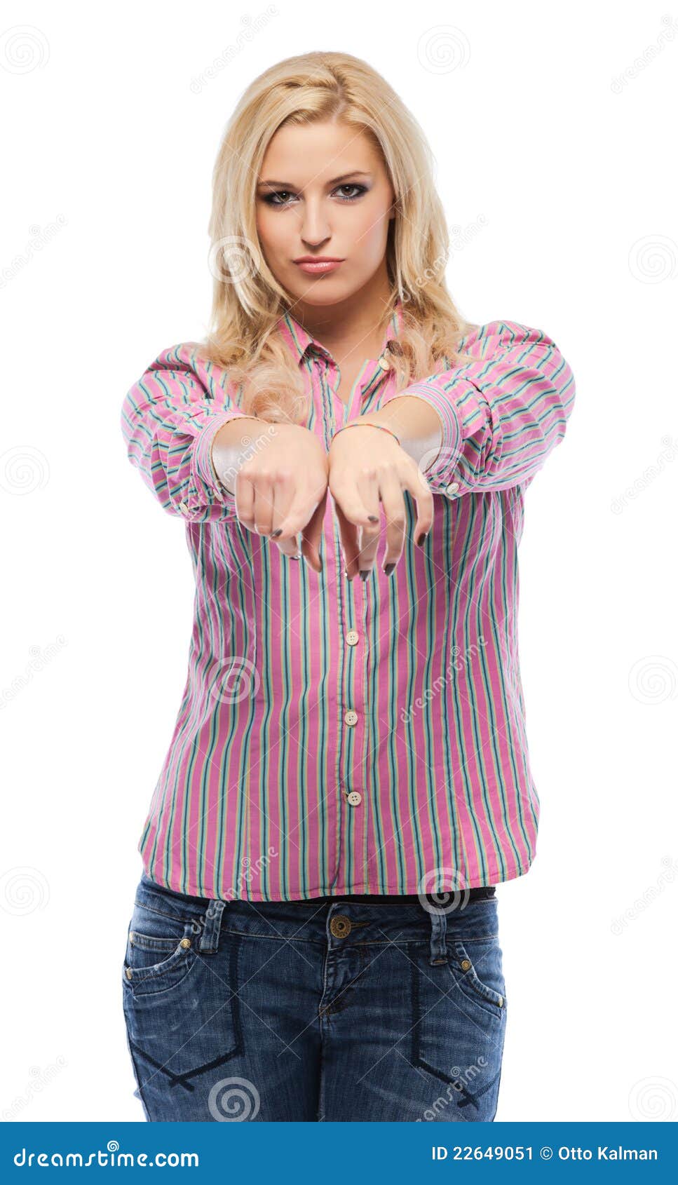 Blonde Beauty Pointing at You Stock Image - Image of clothes, model ...
