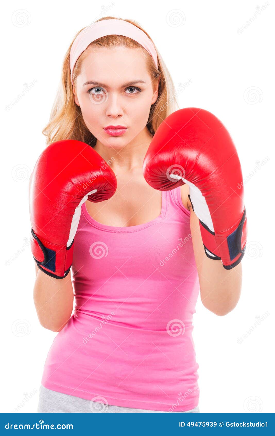 Blonde In Boxing Gloves Stock Image Image Of Glamour 49475939