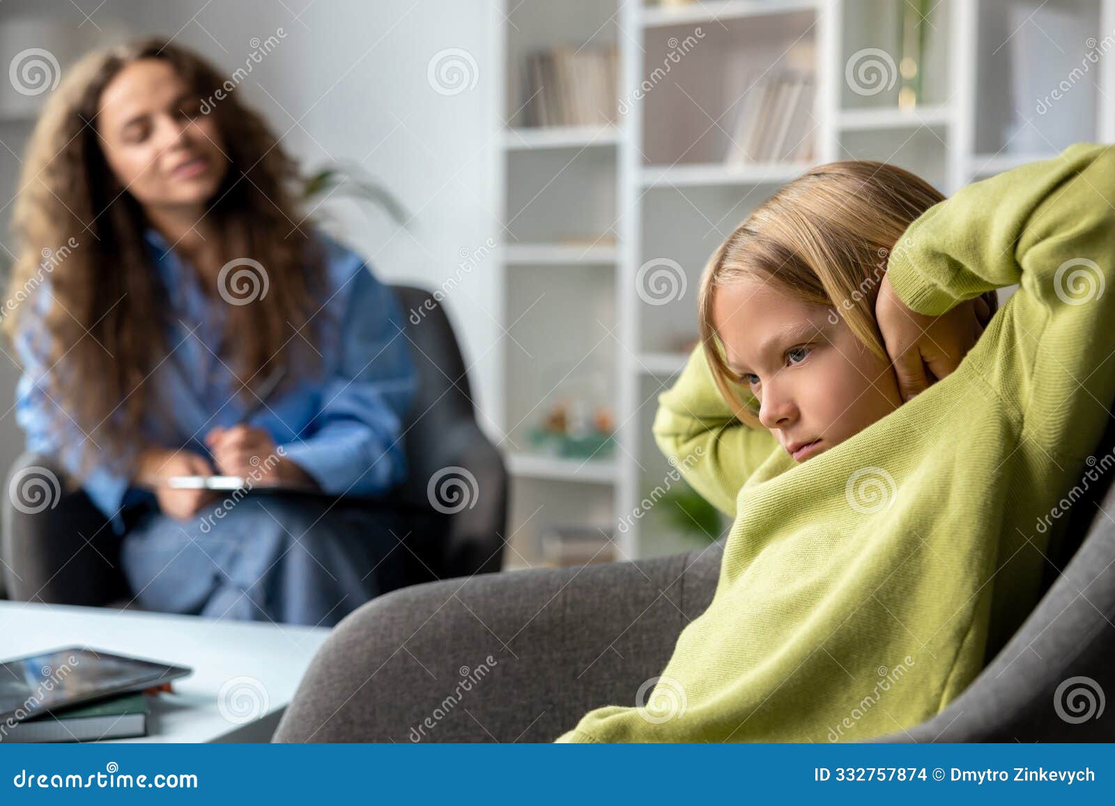 Blonde Boy Demonstrating Negative Attitude To Speech Therapy Stock ...