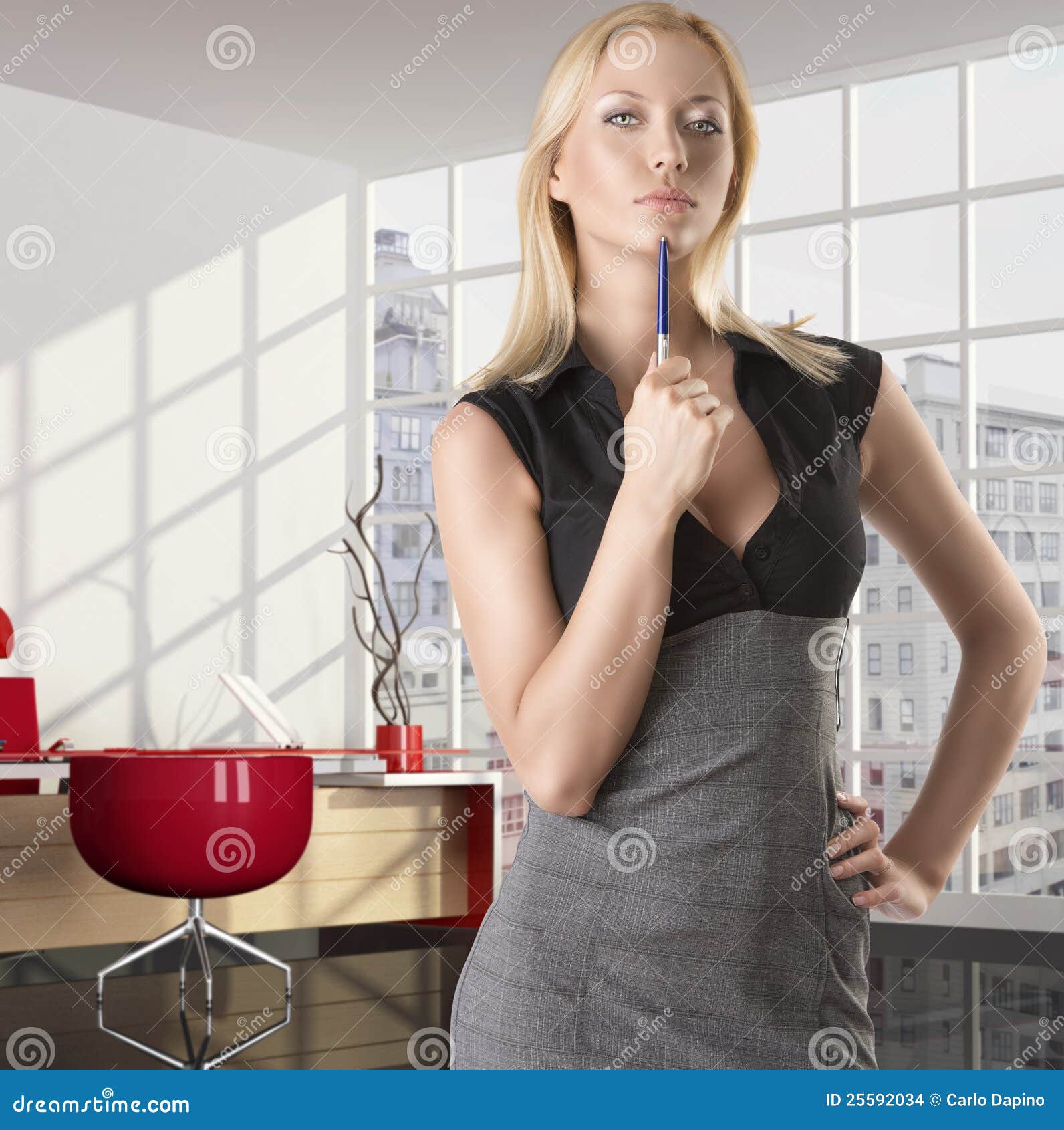 Blonde Business Woman with Serious Expression Stock Photo - Image of ...