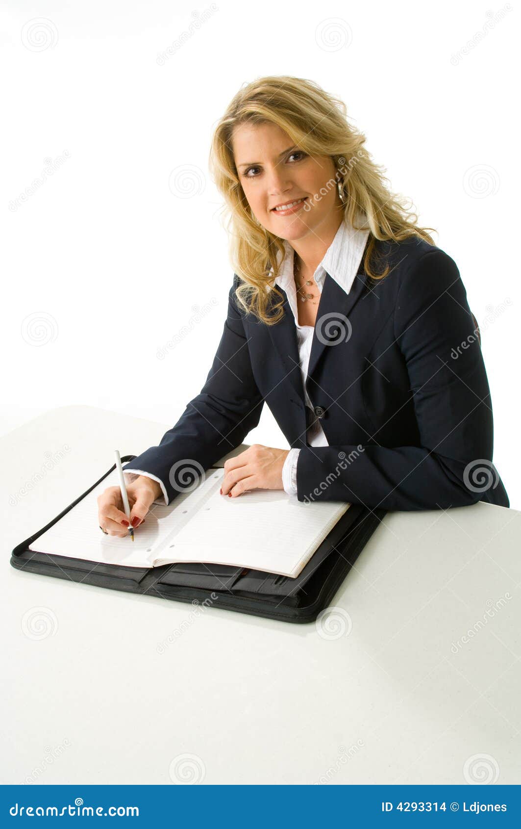 Blonde Business Woman Taking Notes Stock Photo - Image of white, hair ...