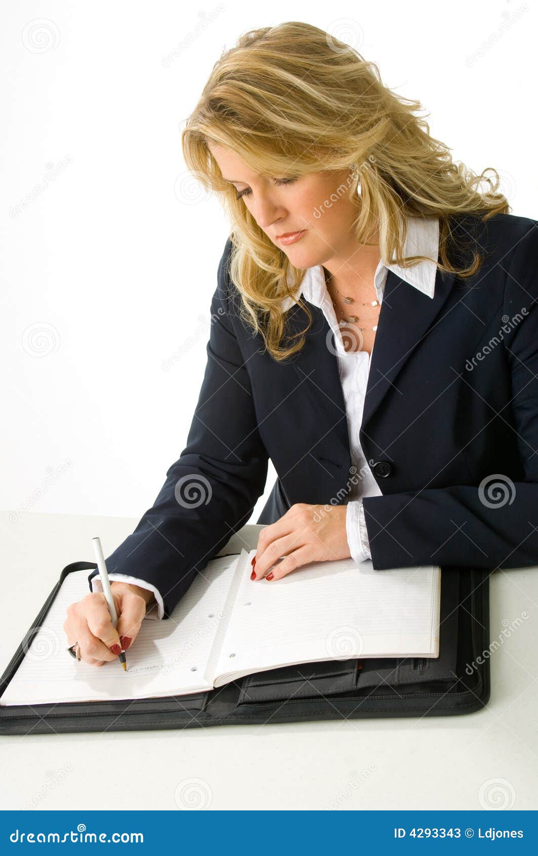 Blonde Business Woman Taking Notes Stock Image - Image of suit, office ...