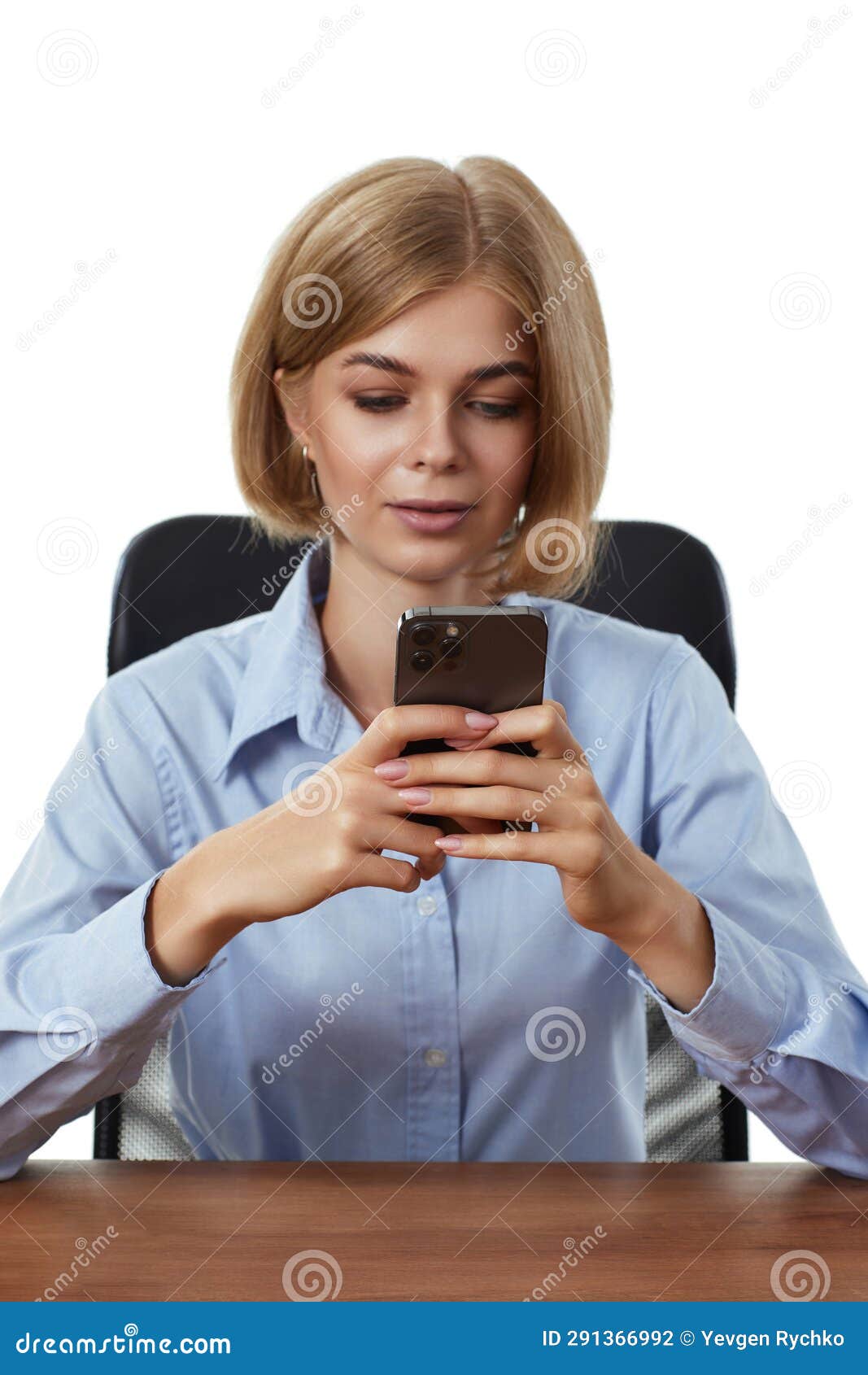 Blonde Business Woman Using Phone in the Office Stock Photo - Image of ...