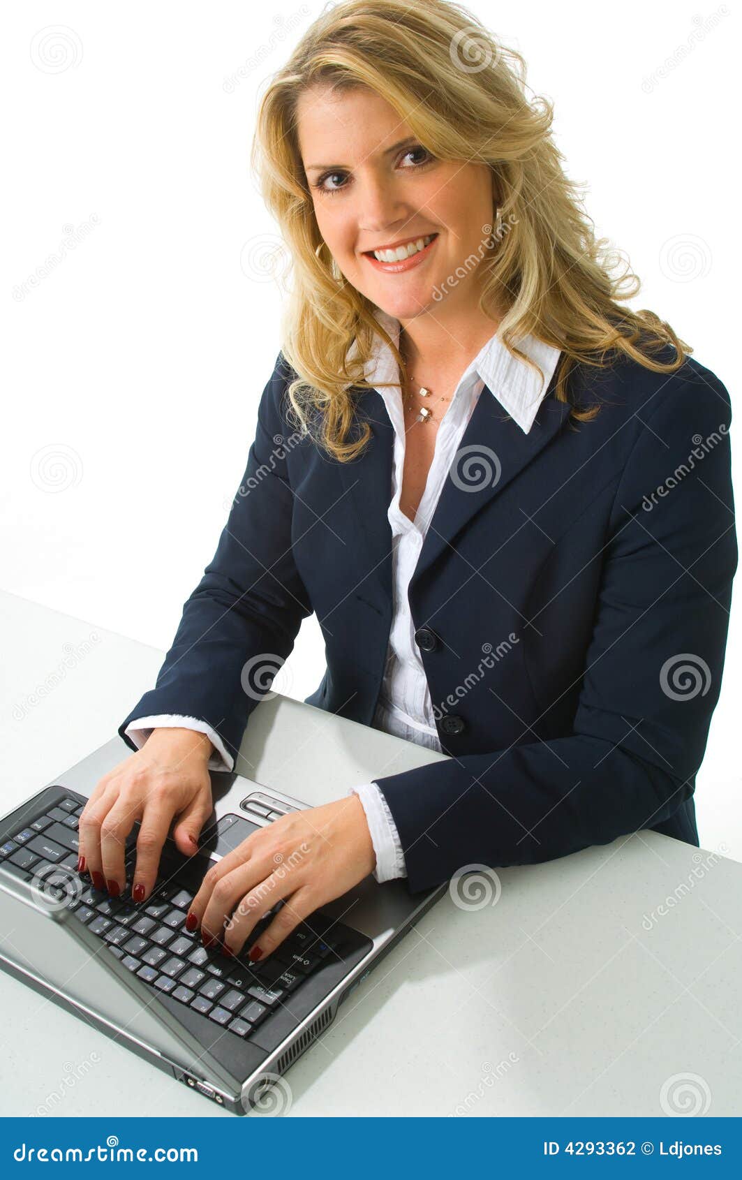 Blonde Business Woman Working on Computer Stock Photo - Image of desk ...