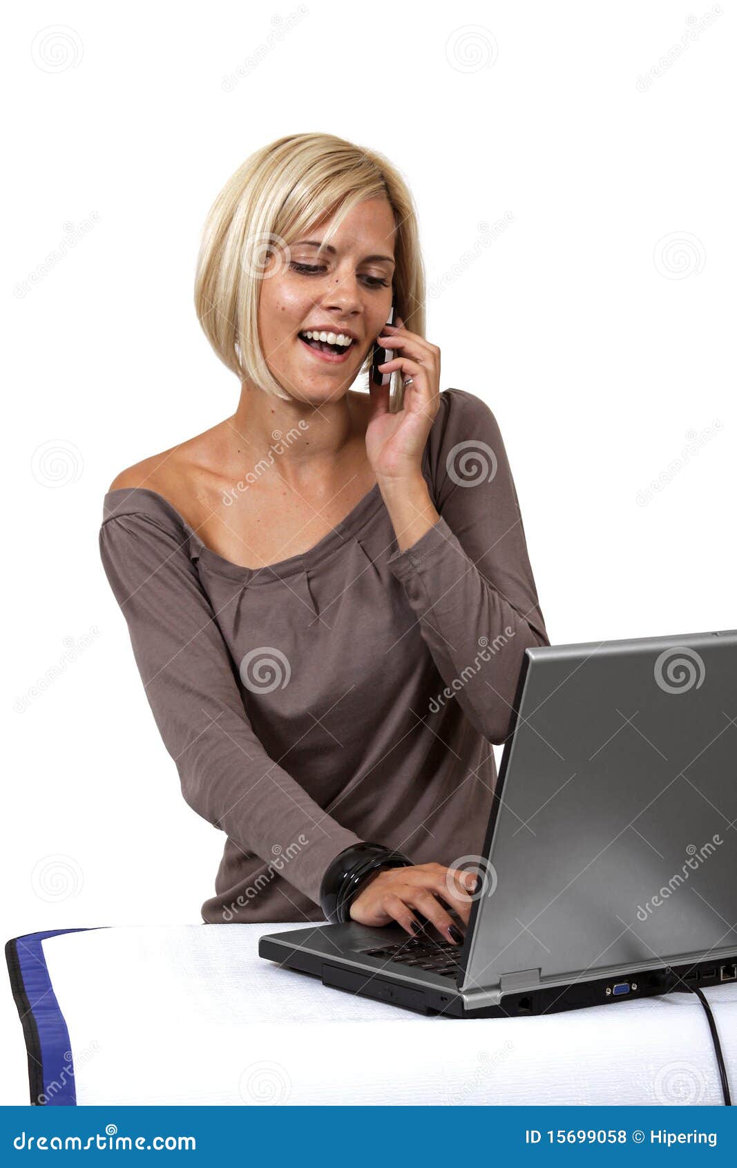 Blonde with computer stock photo. Image of celebrating - 15699058