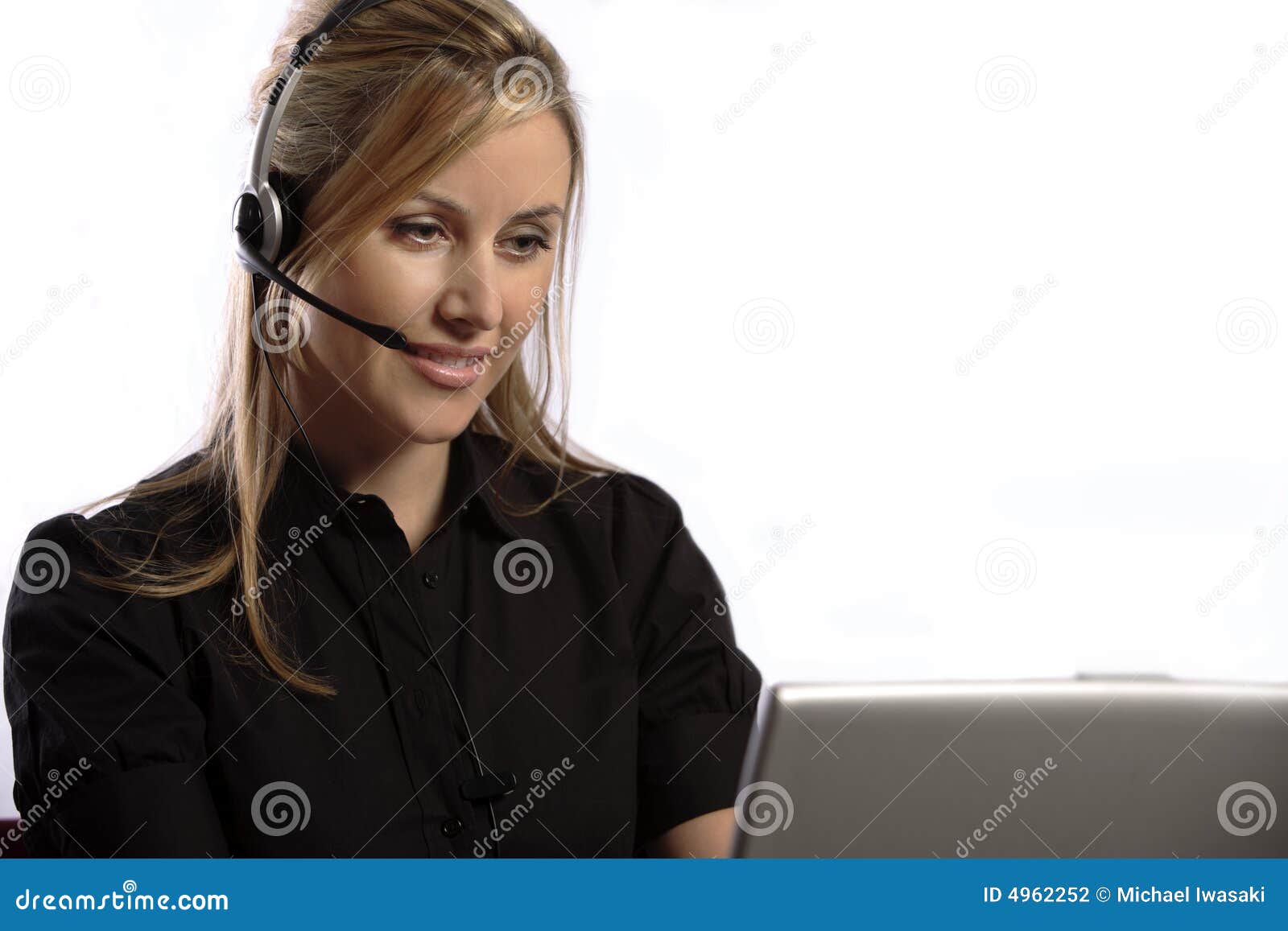 Blonde Customer Service Lady with Headset Stock Photo - Image of ...