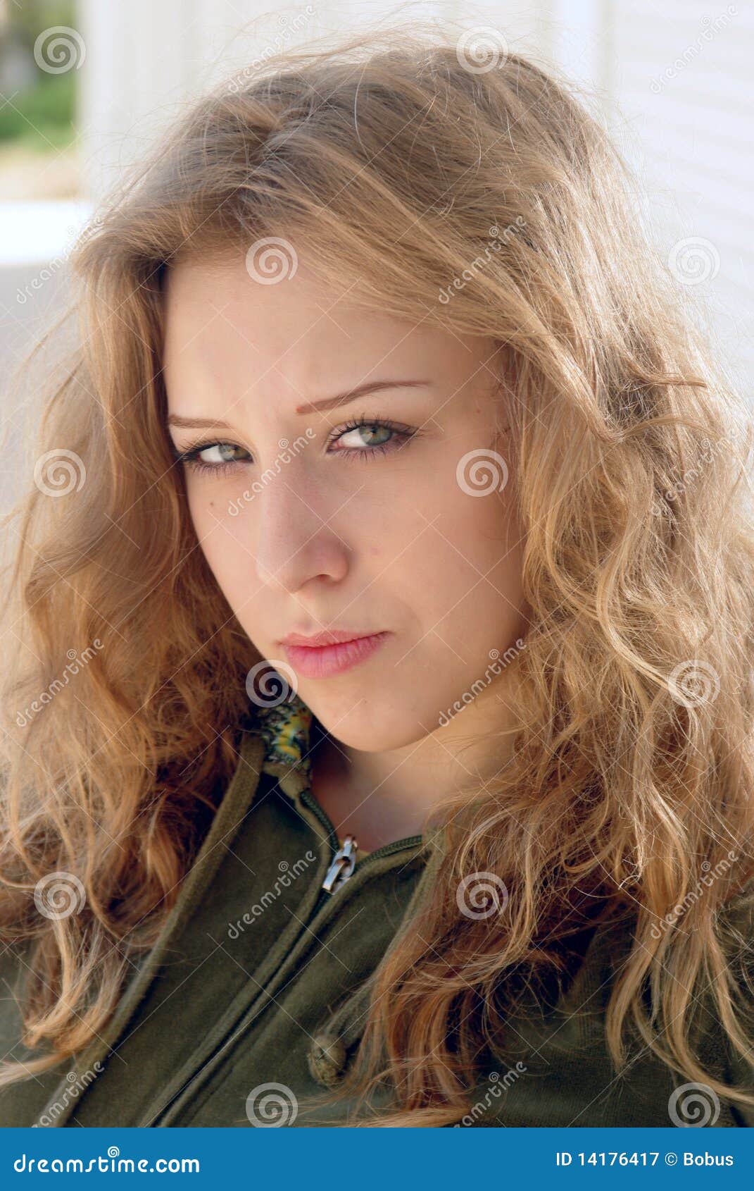 Blonde Distrustful Face Expression Stock Image - Image of face, look ...
