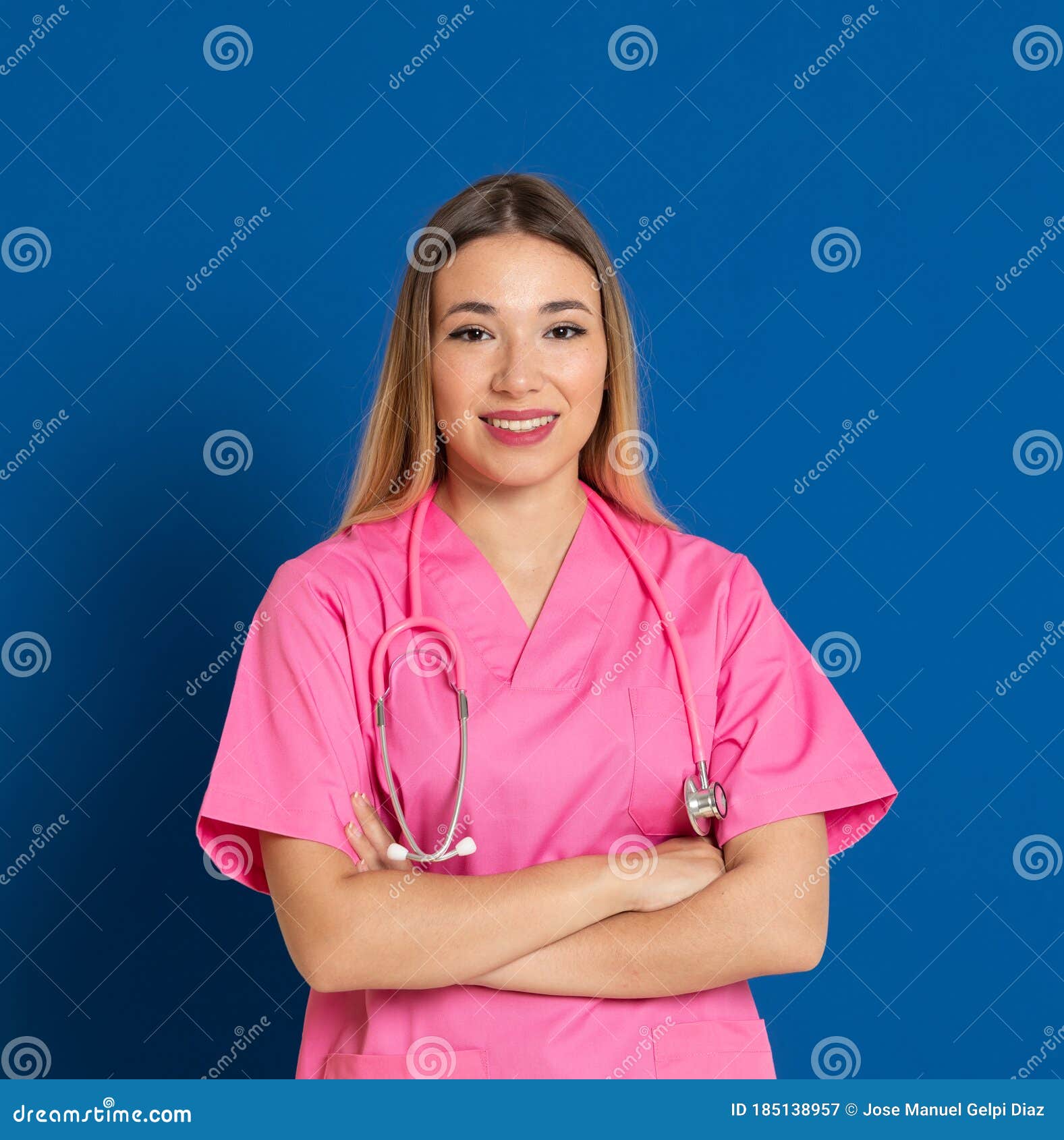 Blonde Doctor with Pink Uniform Stock Image - Image of medicine, idea ...