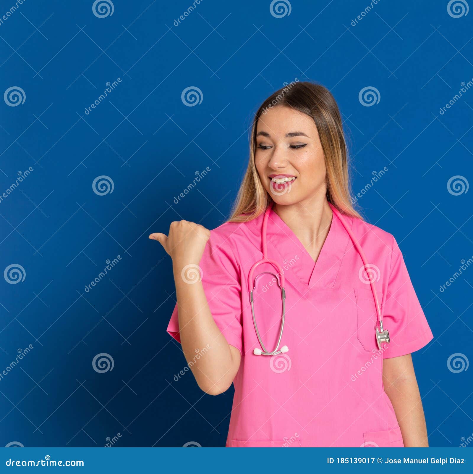 Blonde Doctor with Pink Uniform Stock Image - Image of girl, people ...
