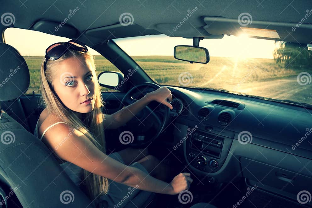 Blonde driver stock image. Image of driving, hair, portrait - 10814273