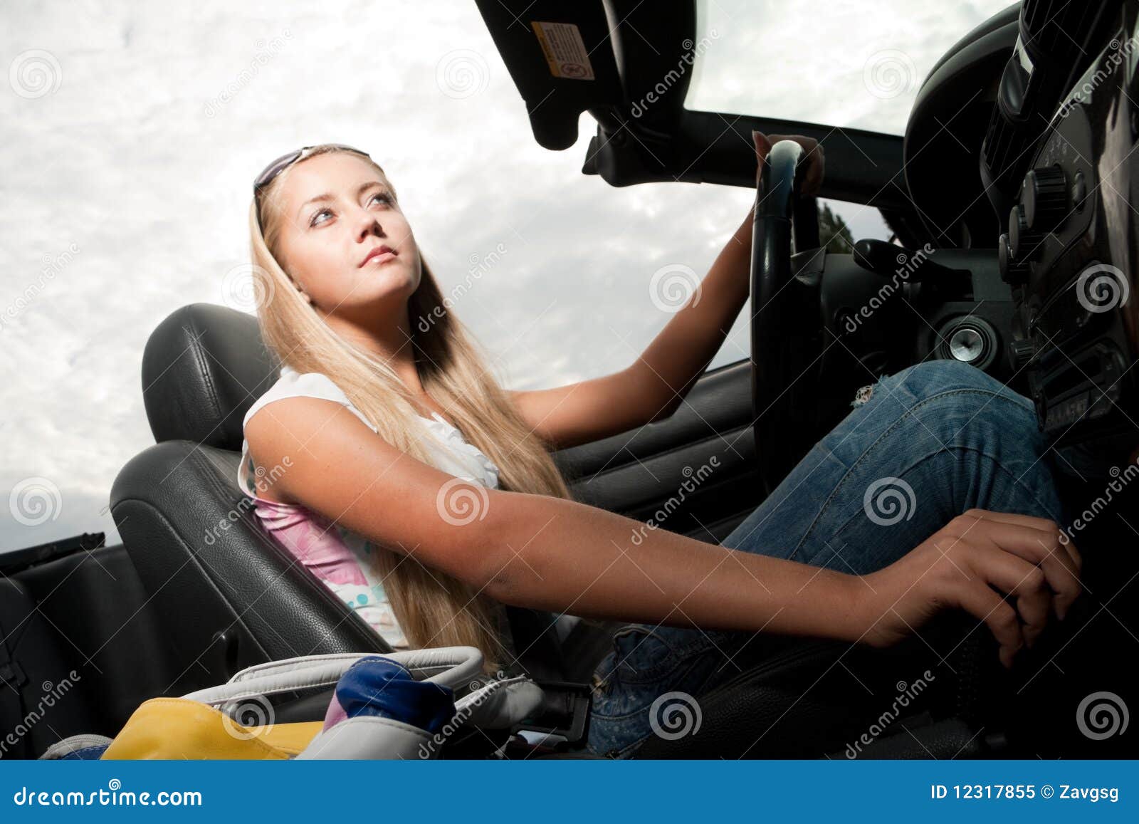 Blonde driver stock image. Image of cabrio, hair, happiness - 12317855