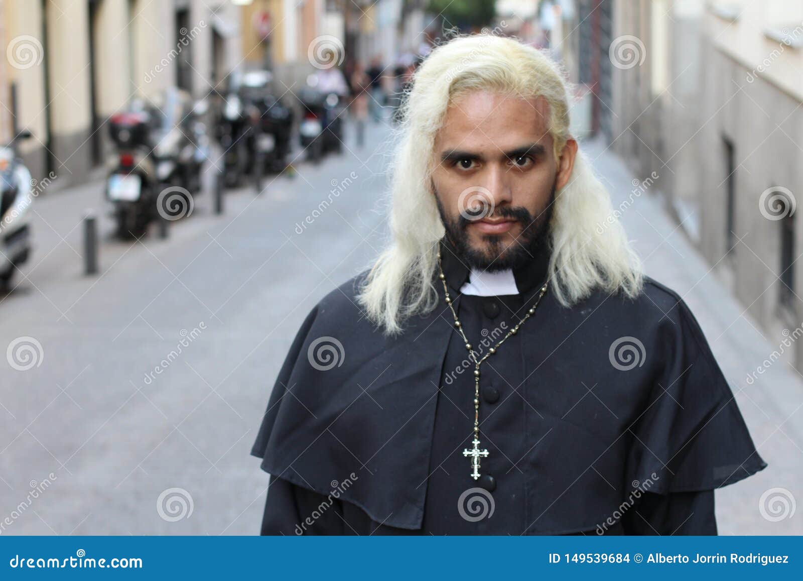 Blonde Ethnic Priest with Long Hair Outdoors Stock Photo - Image of ...