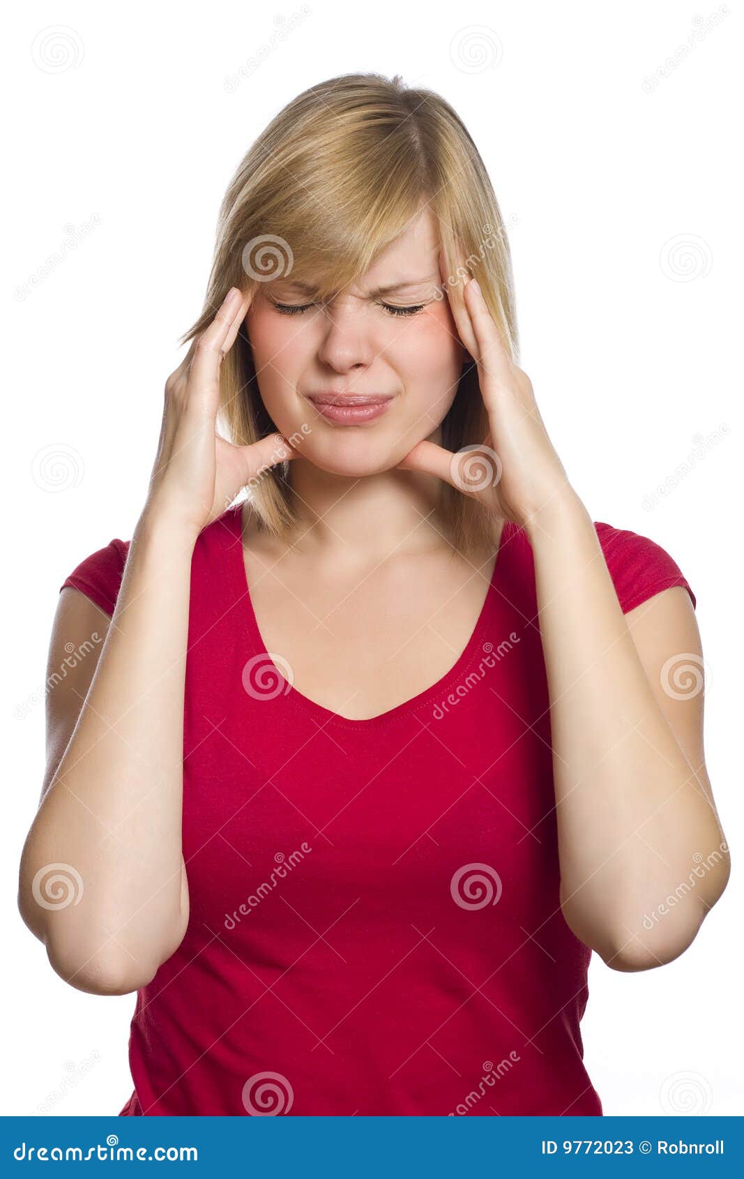 Blonde Female Having a Headache Stock Image - Image of expression ...
