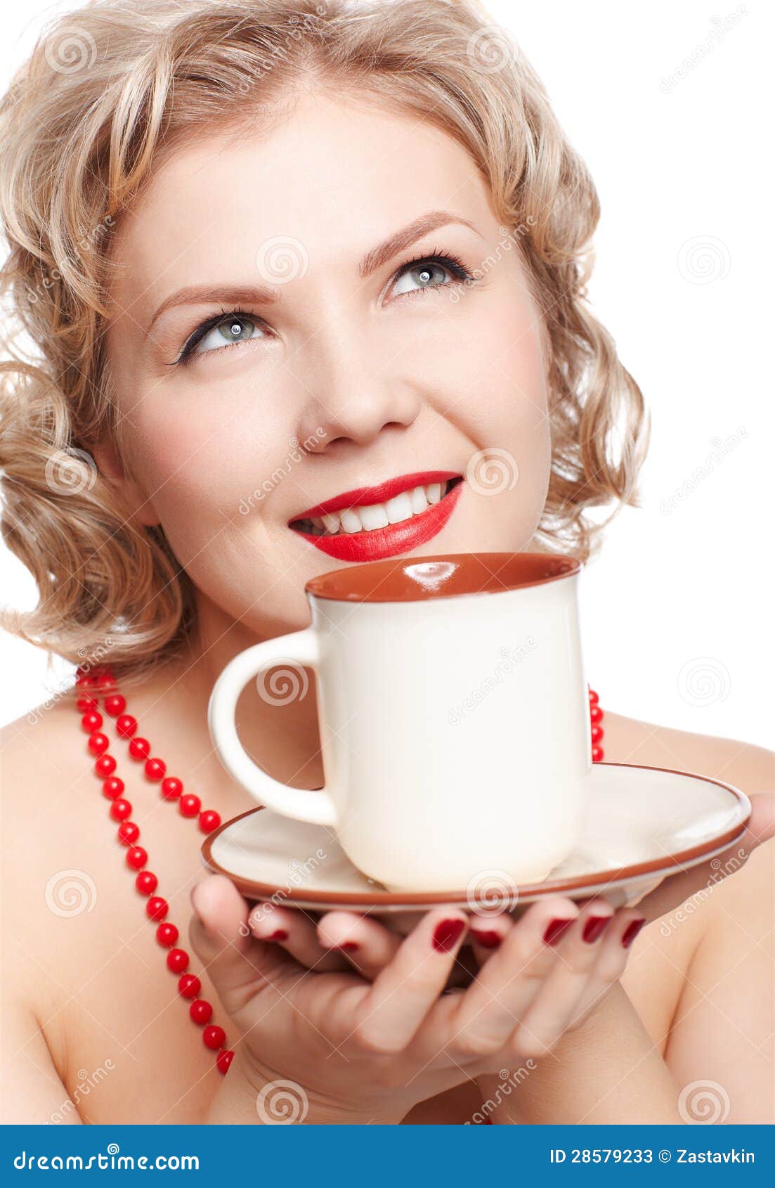 Blonde Frau mit Cup stockbild. Bild von baumuster, maniküre - 28579233