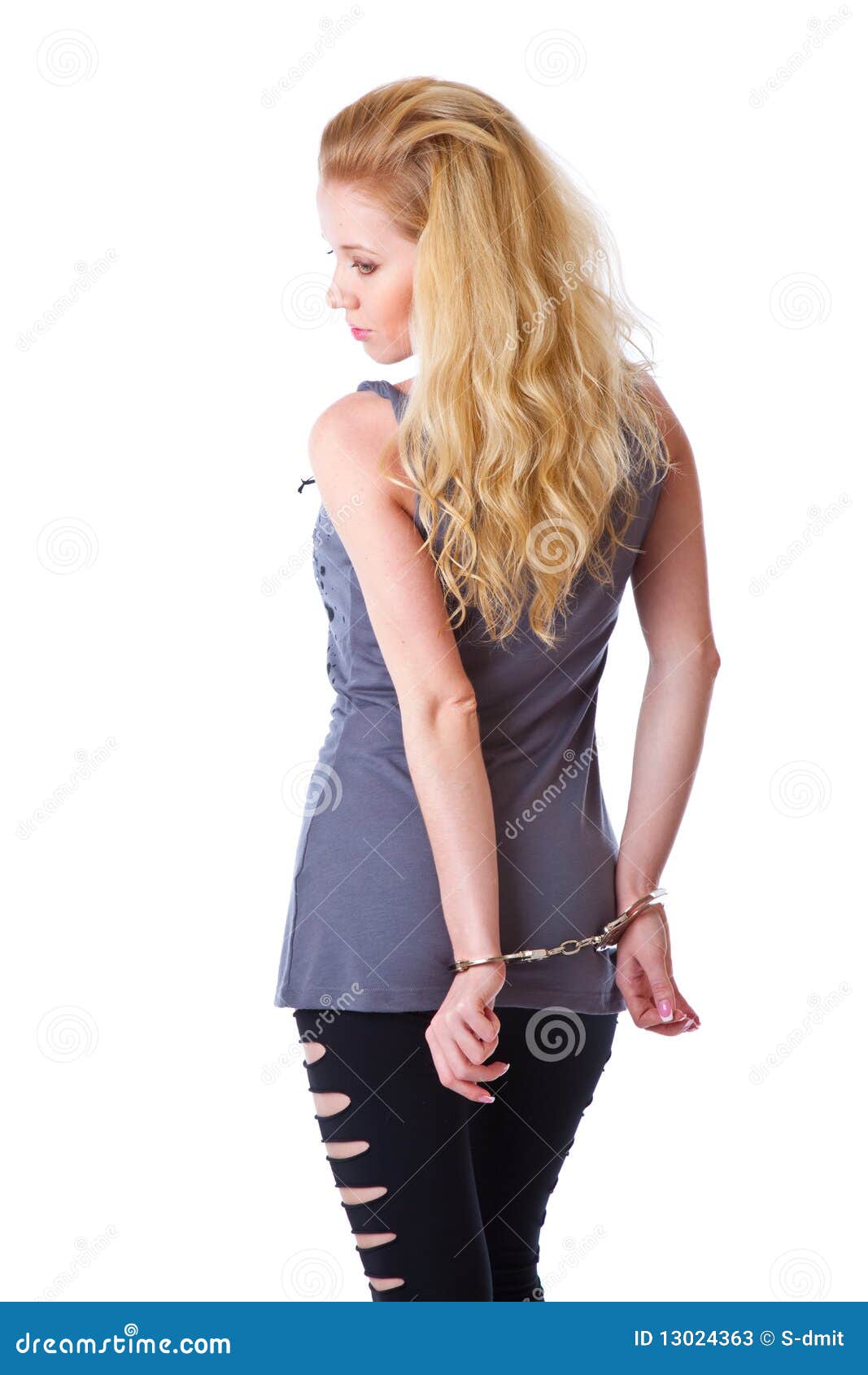 Blonde Frau Mit Handschellen Stockbild - Bild von mode, person: 13024363