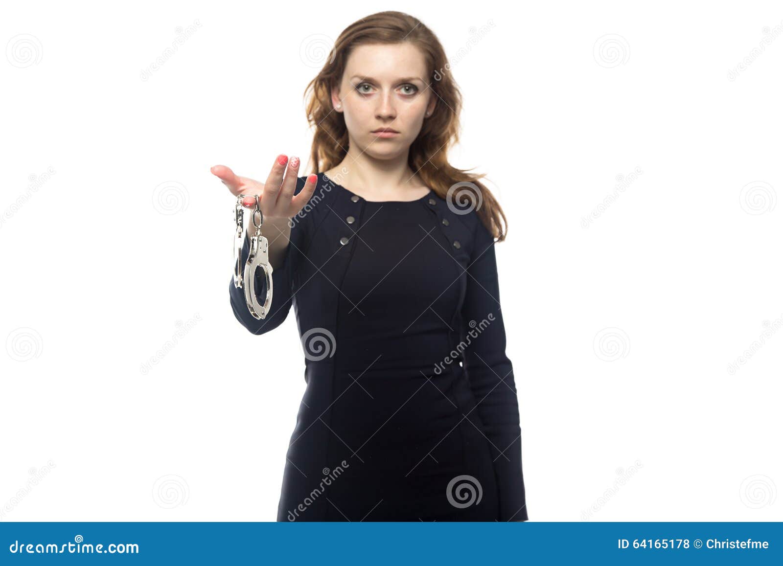 Blonde Frau Mit Handschellen Stockfoto - Bild von hand, getrennt: 64165178