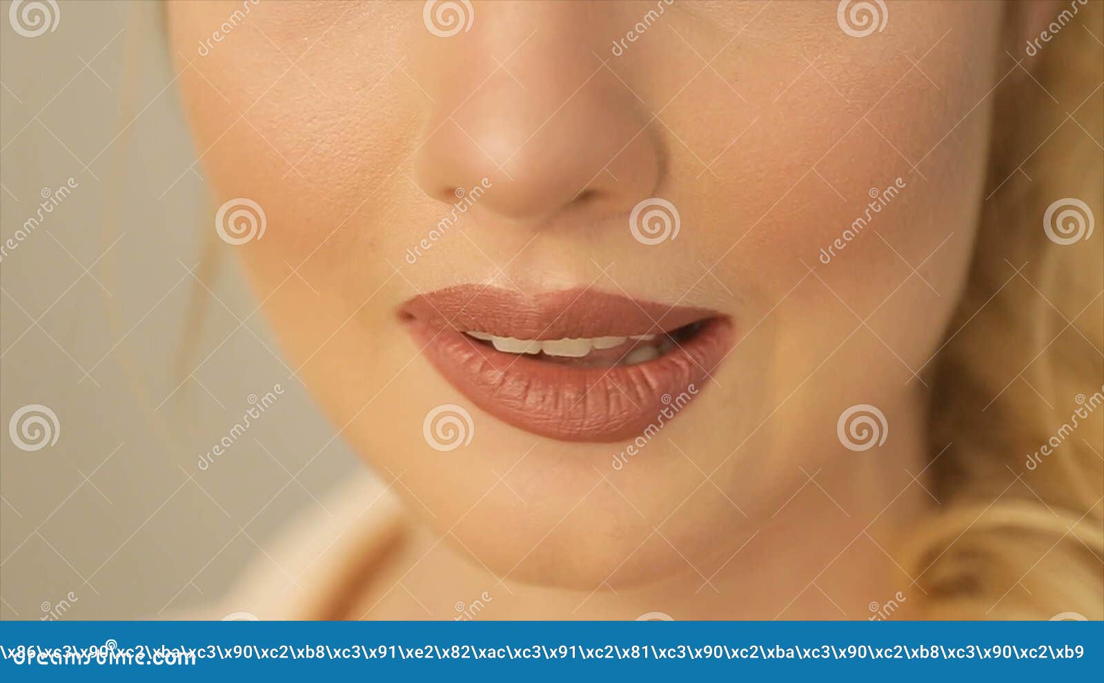 Blonde Girl Bites Her Lip And Smiles Stock Video Video Of Girls